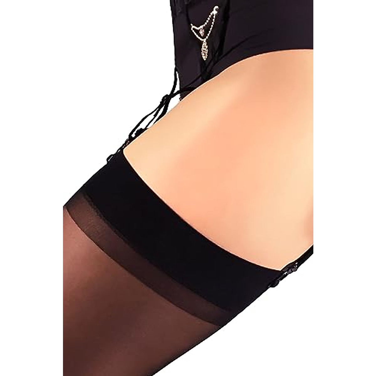 Mila Marutti Sheer Thigh High Stockings for Women Pantyhose Nylons for Garter Belt Lingerie - Black, S/M/L