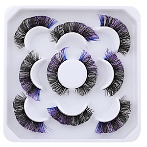 wiwoseo False Eyelashes Russian Strip Lashes Colorful Faux Mink Lashes Wispy Fluffy 20MM 3D Effect Fake Eyelashes 5 Pairs Pack