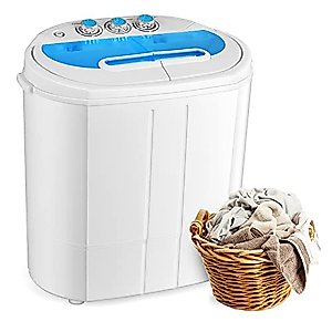 Qzexun 2 in 1 Laundry Washer and Spin Dryer Combo Electric Portable Washing Machine, Blue