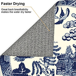 Dish Drying Mat For Kitchen Counter,Chinoiserie Soft Microfiber Ultra Absorbent Microfiber Dishes Drainer Mats 16 X 18 Inch