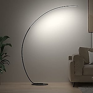 RGBW Modern 69.99 inch Arched Standing Reading Floor Lamp with Remote - Dimmable Black Led Color Changing Curved Ambient Lighting for Bedroom and Living Room