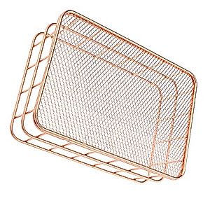 SING F LTD 4X Rose Gold Wire Mesh Basket Box Storage Container Metal Storage Baskets Set Iron Hollow Makeup Brush HolderBathroom Bedroom Decor