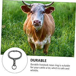 Yardwe 3pcs Spring Loaded Bull Nose Ring Stainless Steel Nose Ring Cattle Pliers Ring Farm Animal Pulling Tool Cow Nose Piercing Traction Nose Rings Cattle Traction Ring Livestock Supply