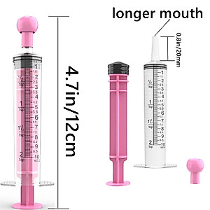 10 Pack 10ml Measurement Syringe with Cap, for Scientific Labs, Liquid Dispensing, Pet and Party Supplies(Pink, Catheter Tip)
