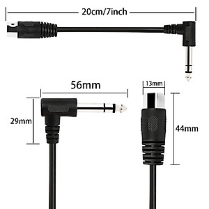PNGKNYOCN 1/4 Inch to DIN 5 Pin Cable 90 Degree 6.35mm Male to MIDI 5Pin Male TRS Stereo Audio Cable for Speaker, Amplifier, Mixe, MIDI Keyboard etc (20 cm)