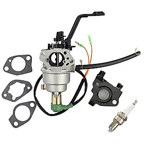 HURI Carburetor Carb with Lever Choke + Intake Manifold Gasket + Spark Plug for Generac Honeywell Sycamore Generator