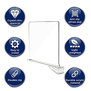 ArticYard Acrylic Shelf Dividers – 10 PCS Adjustable Clear Plastic Separators for Wooden Shelves, Shelf Dividers for Closet Organization, Perfect for Bedroom, Kitchen Cabinets, Bookshelf, Office