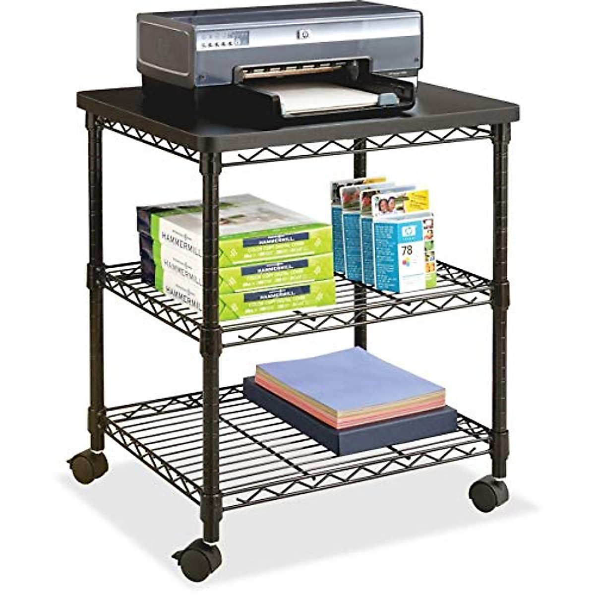 Safco Products Deskside Wire Machine Stand 5207BL, Holds up to 200 lbs.,Black