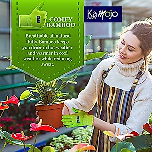 Kamojo Bamboo Garden Gloves for Women & Men - 1Pair Breathable Gardening & Work Gloves (Large, 1 pack)