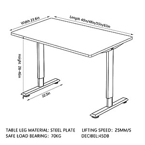 Xenusa Computer Desk Height Adjustable Standing Desk Ergonomic Electric Home Office Stand Up Computer Workstation (Coffee, 55 in)
