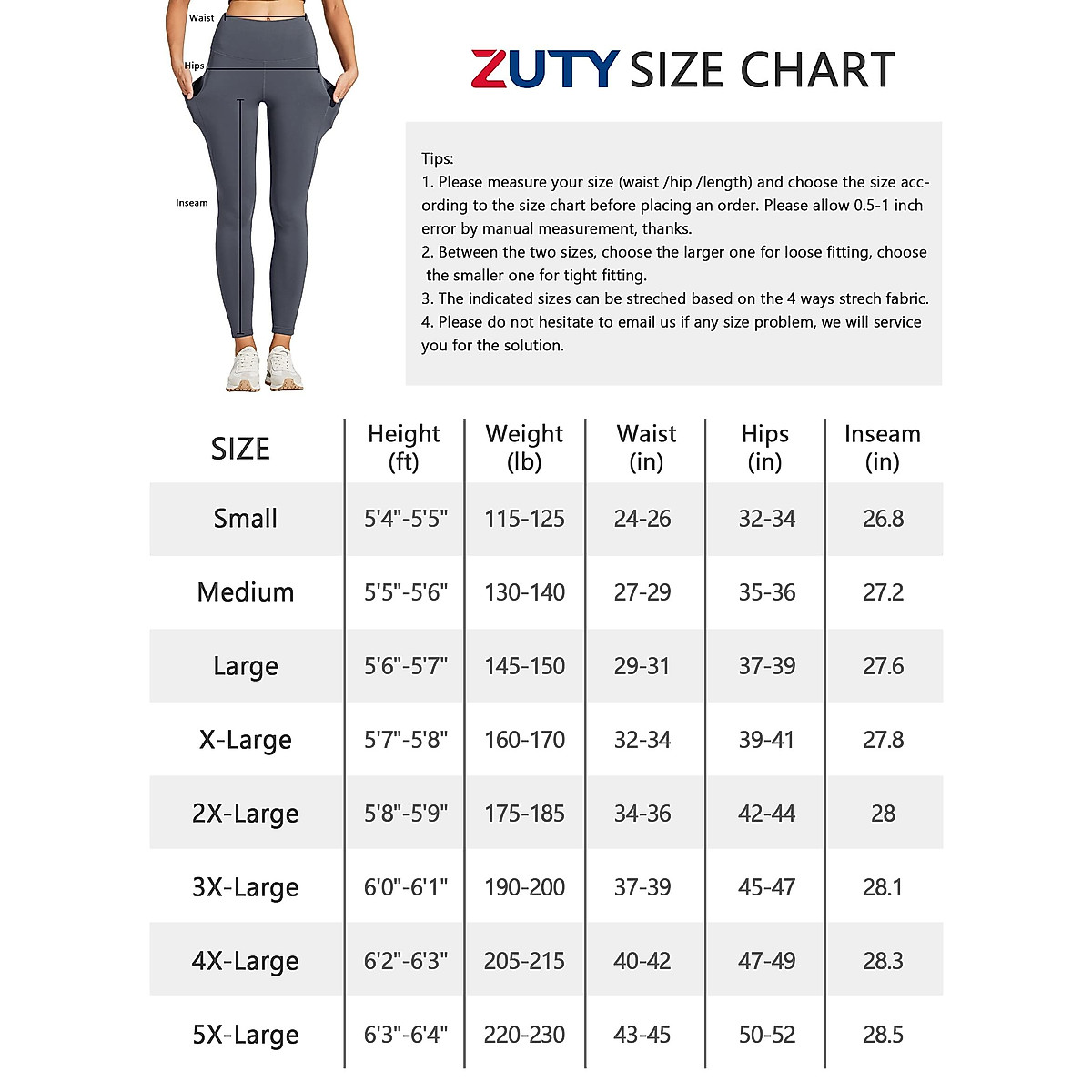 ZUTY Fleece Lined Leggings Women Winter Thermal Insulated Warm Leggings with Pockets High Waisted Yoga Pants Plus Size-Black-M