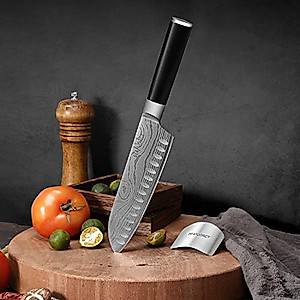 BEAFUORCT Japenses Chef Knife, 7inch Chefs Knife, Stainless Steel Kitchen Knives, High Carbon Chopping Knife, Sharp Santofu Knife with Finger Protector & Gift Box For Kitchen