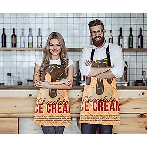 TONYSTAR Ice Cream Cute Aprons for Women with Pockets | 28 X 33 Inches | Cooking, Baking, Kitchen, Chef, Men's Apron | Christmas Gift | Waterproof and Adjustable Strap at Neck & Waist Ties