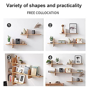 JDMTM Floating Shelves Wood Floating Shelves Set of 2 Wood Wall Mounted Shelves Wide Wooden Wall Shelves for Living Room Bedroom Kitchen Bathroom Farmhouse 3pieceset Woodcolor
