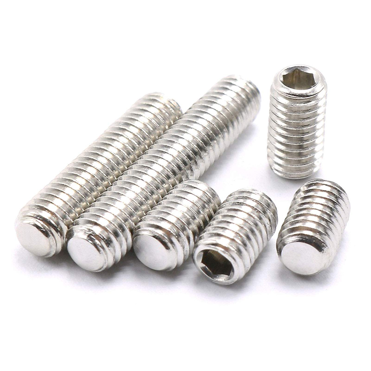 30 Pcs M6x16mm Metric 304 Stainless Steel Hex Socket Set Flat Point Grub Screws Silver Tone for Towel Rack Door Knob （M6x16mm）