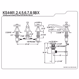 Kingston Brass KS4468BX Metropolitan Widespread Lavatory Faucet with Metal Cross Handle, Brushed Nickel,8-Inch Adjustable Center