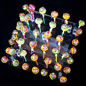 KINJOEK 56 Holes 3 Tier Acrylic Cake Pop Stand, Square Clear Cake Pop Holder, Lollipop Candy Stick Display for Party Birthday Weddings Christmas Anniversaries Gift Decorative