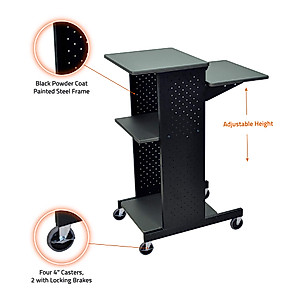 Luxor Gray 4 Shelf Mobile Presentation Station