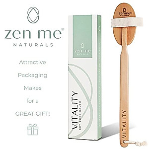 Zen Me Premium Boar Bristle Brush, Exfoliating Brush with Medium Firm Natural Bristles for Cellulite and Lymphatic, Body Scrub Brush with Detox eBook Gift