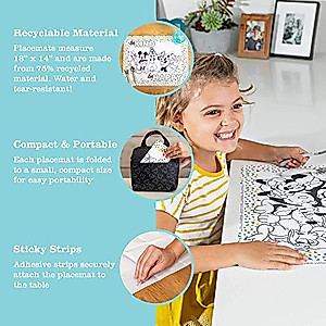 Disney Baby by J.L. Childress Disposable ColorMe Placemats, 24 Pack - Paper Stick-On Placemats with Coloring Fun, Airplane Tray Table Cover