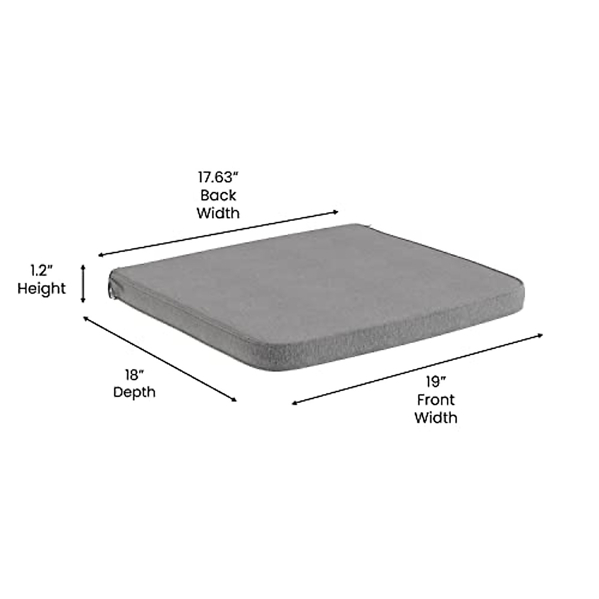 Flash Furniture All- Weather Polyester Fabric Patio Chair Cushion, 1 Pack, Gray
