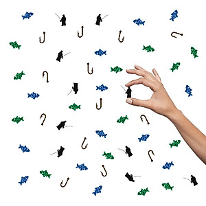Kimini-Ki Fishing Table Confetti, 100 Pieces Glitter Fisherman Theme Birthday Retirement Party Table Confetti, Men's Birthday Party Table Scatter Confetti Decorations
