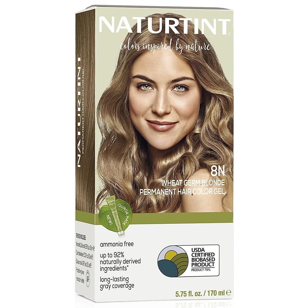 Naturtint 8N Wheat Germ Blonde Permanent Hair Color (Pack of 1), Ammonia Free, Vegan, Cruelty Free, up to 100% Gray Coverage, Long Lasting Results (Packaging may vary)