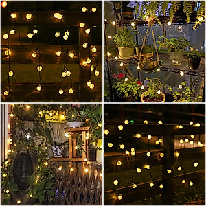 Solar powered Outdoor String Lights Globe – Waterproof Crystal Ball solar String Lights 8 Modes with 100LED 39FT – Good Ideal for Garden Yard Home Party Wedding Christmas Decoration (Warm White)