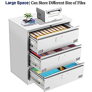 kingwolfox 2 Drawer Lateral File Cabinet with Lock, Locking lateral Filing Cabinet for Office Metal Steel File Drawers Cabinet, Lockable Horizontal File Cabinet for for Legal/Letter A4/F4 Size
