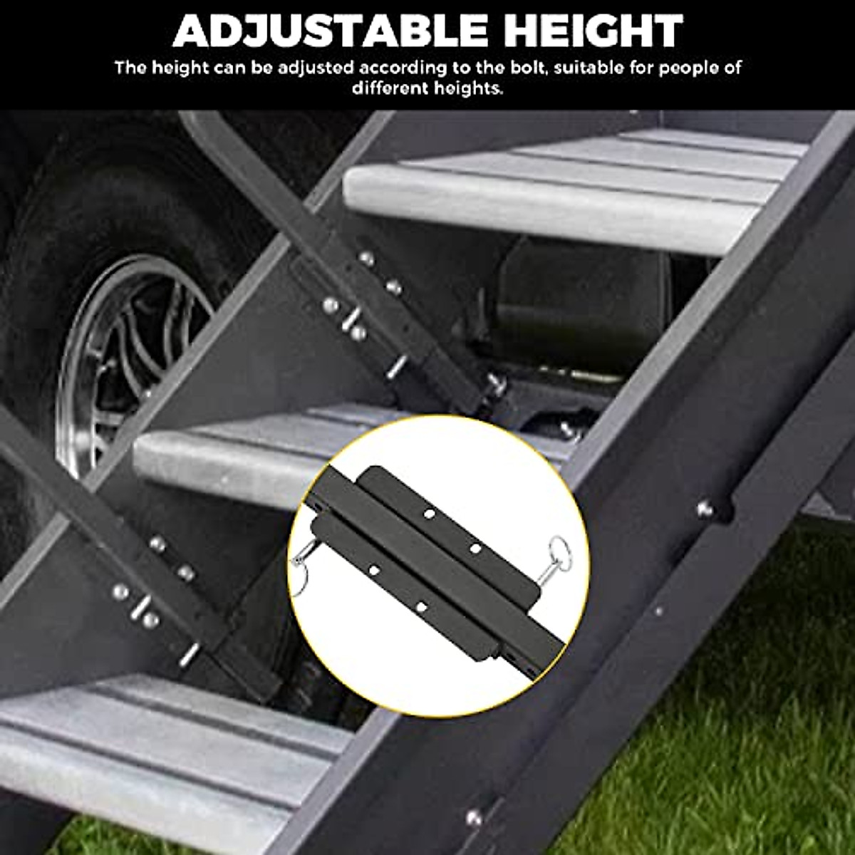 RV Handrail Compatible with Any Generation 3 Triple Or Quad Solid Step for 5th Wheel Rvs Travel Trailers Steel 3 or 4 Step Handrail