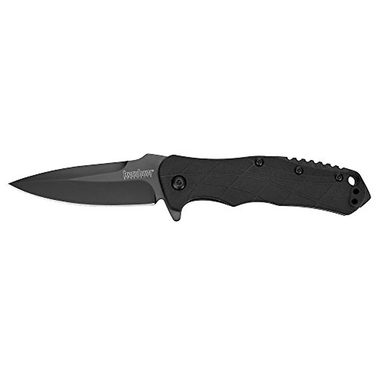 Kershaw RJ Tactical 3.0 Pocketknife, 3" 8Cr13MoV Stainless Steel Drop Point Plain Edge Blade, One-Handed Assisted Flipper Opening EDC,Black