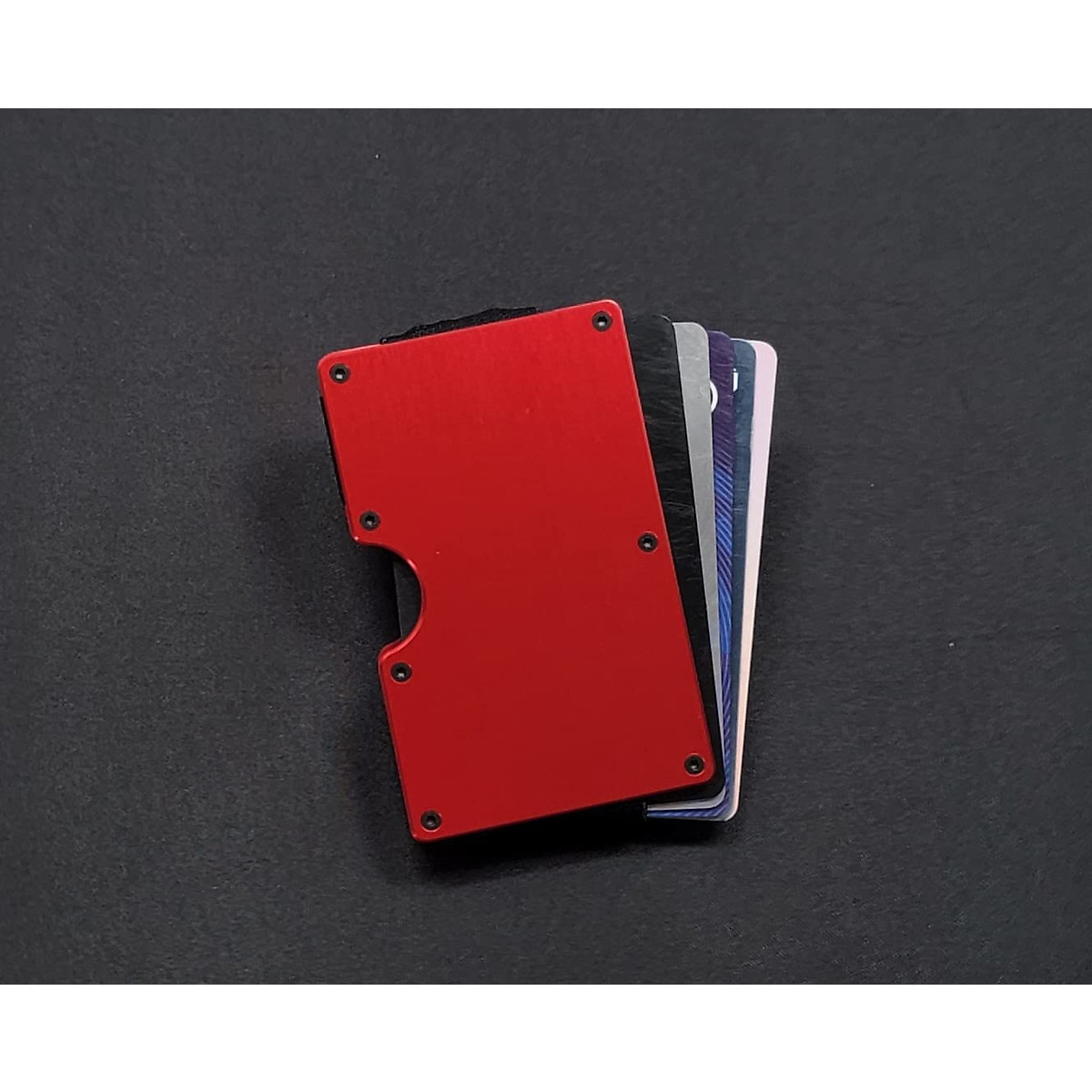 Brushed Aluminum Minimalist Slim Wallet with RFID Blocking and Money Clip for Men and Women. Great Gift for Dad Husband Wife Brother for Birthdays and Christmas. (Crimson)