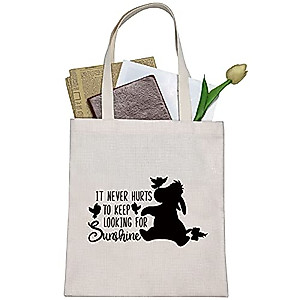 TSOTMO Donkey Quote canvas tote bags Novelty canvas tote bags It Never Hurts to Keep Looking for Sunshine Inspiration Gift (Sunshine canvas)