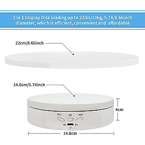 ZLMONDEE 2 In 1 Spinning Rotating Display Stand with Large 8.66 Inch Replacement Cover for Rotating Platform Photography Turntable (White)