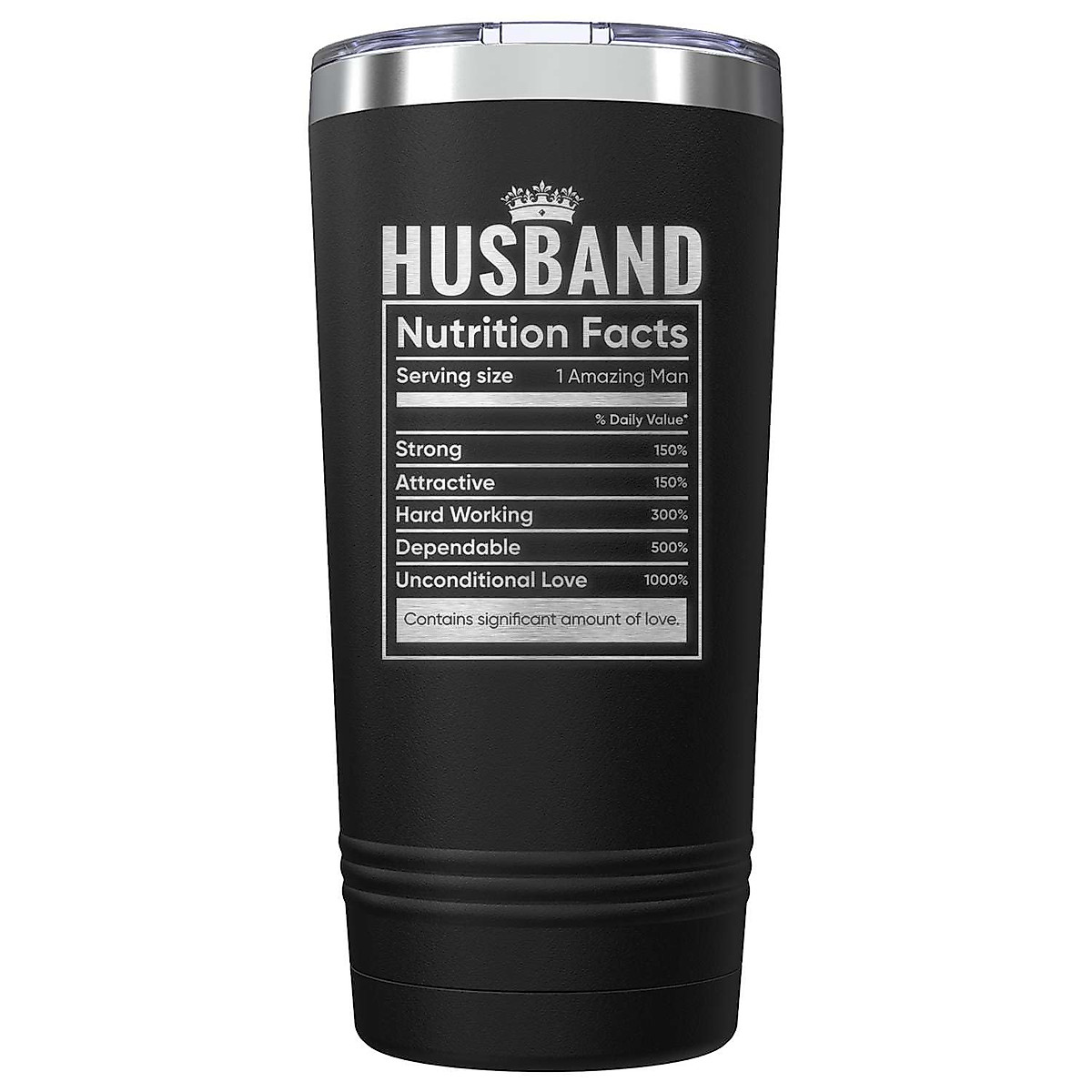 shop4ever Husband Nutrition Facts Insulated Tumbler 20 oz. with Lid, Stainless Steel Cups Travel Coffee Mug Funny Gift from Wife