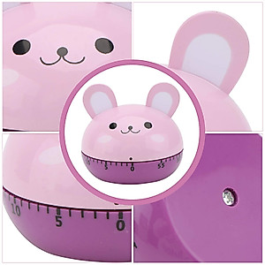 Hemoton Bunny Kitchen Timer Cartoon Animal Clock Alarm Cooking Ring Mechanical Counter Wind Up Timer Time Management Tool for Classroom or Meeting Countdown