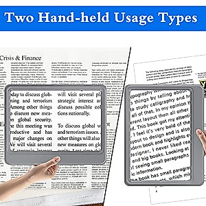 NZQXJXZ Large 5X Full Book Page Magnifying Glass for Reading Viewing Area Magnifier Lightweight Handheld Magnifier for Small Prints Seniors and Low Eyesight Person Gray