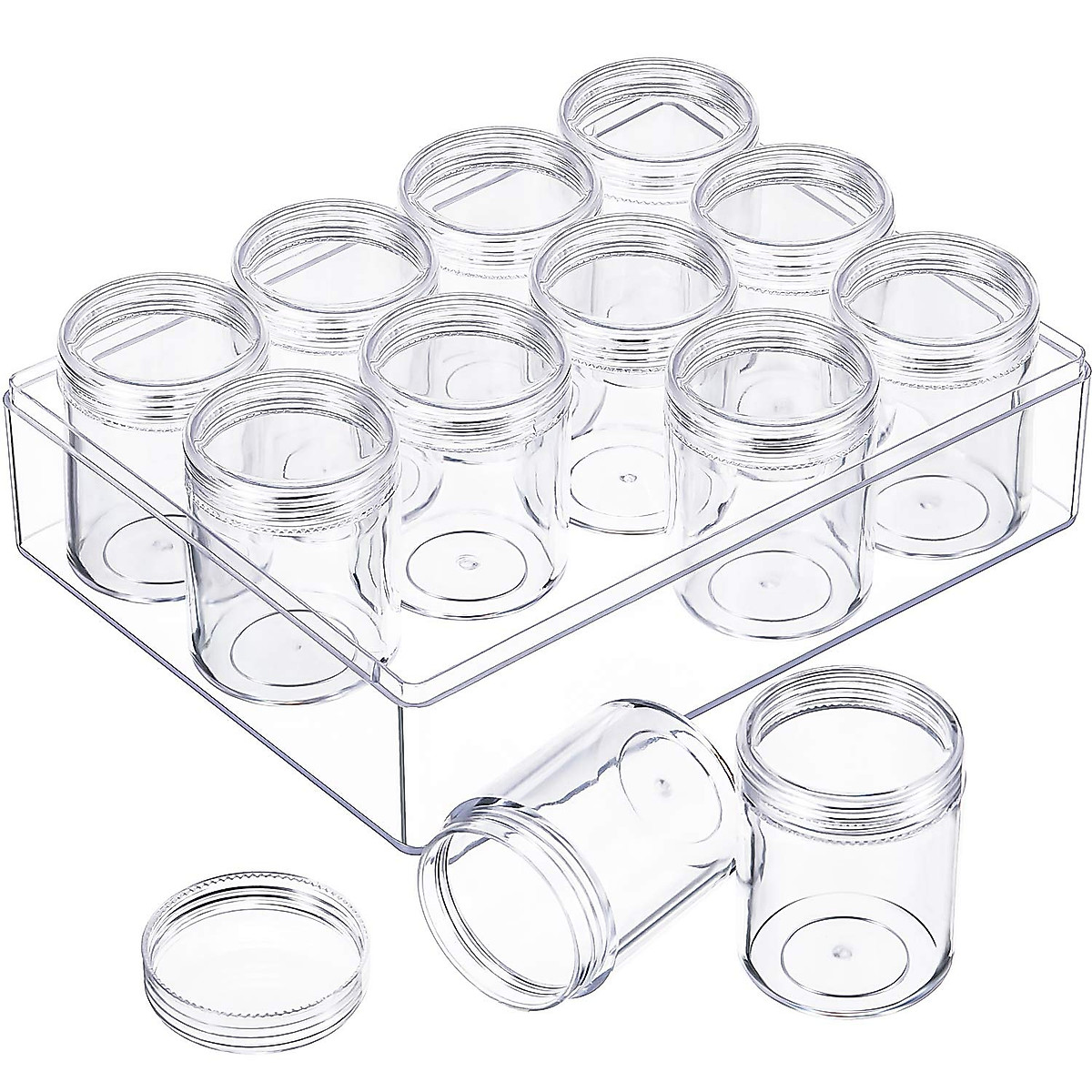 Blulu Clear Bead Organizer Bead Storage Containers Set with 12 Boxes, 1.9 x 1.5 Inches (1.9 x 1.5 Inches)