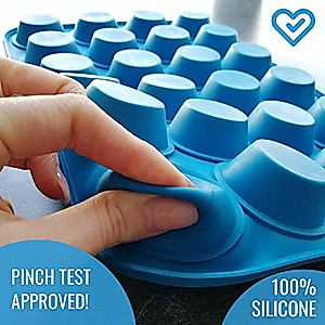KPKitchen Silicone Mini Muffin Pan - 24 Cup Nonstick, Includes Free Mini Muffin Paper Cups - Ideal for Cupcakes, Muffins, Fat Bombs & More