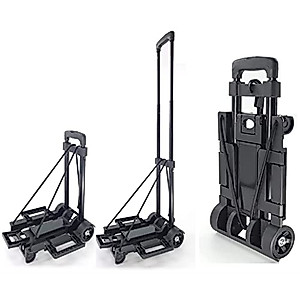 MShop Small Plastic Folding Luggage Cart with 2 Wheels Lightweight Folding Shopping Trolley Mini Luggage Hand Truck for Travel, Moving and Office Use Trolley (LC-01),Black,