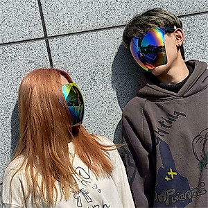 GAWYOEX Full Face Sunglasses,Oversized Polarized Tinted Face Shield,Mirrored Face Shield Anti-fog for Outdoor, Futuristic Cycling Beach for Men & Women(B)