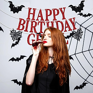 Happy Birthday Ghoul Banner, Happy Booday/Halloween Happy Birthday Bunting Sign, Horror Ghost Themed Birthday Party Decorations Supplies for Men Women