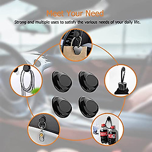 YUENTOEN Car Mini Hooks - Auto Adhesive Hooks, 4Pcs ABS Strong Adhesion Car Storage Hooks Stick on Dashboard Automotive Interior Accessories for Earphones Charging Cables Keys Bags Purse Towel Hat