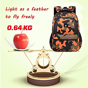 Ladyzone Camo School Backpack Lightweight Schoolbag Travel Camp Outdoor Daypack (Camo Orange) LZ003 One Size