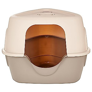 Amazon Basics No-Mess Hooded Corner Cat Litter Box, Triangle, Charcoal, 26 in x 20 in x 23 in