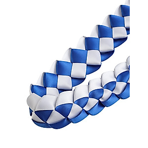 TFTAFAN Graduation Lei Graduation Ribbon Lei Necklace 2023 Graduation Necklace Braided Necklace Graduation Gift Party Accessories for Women and Men (blue and white, 12)