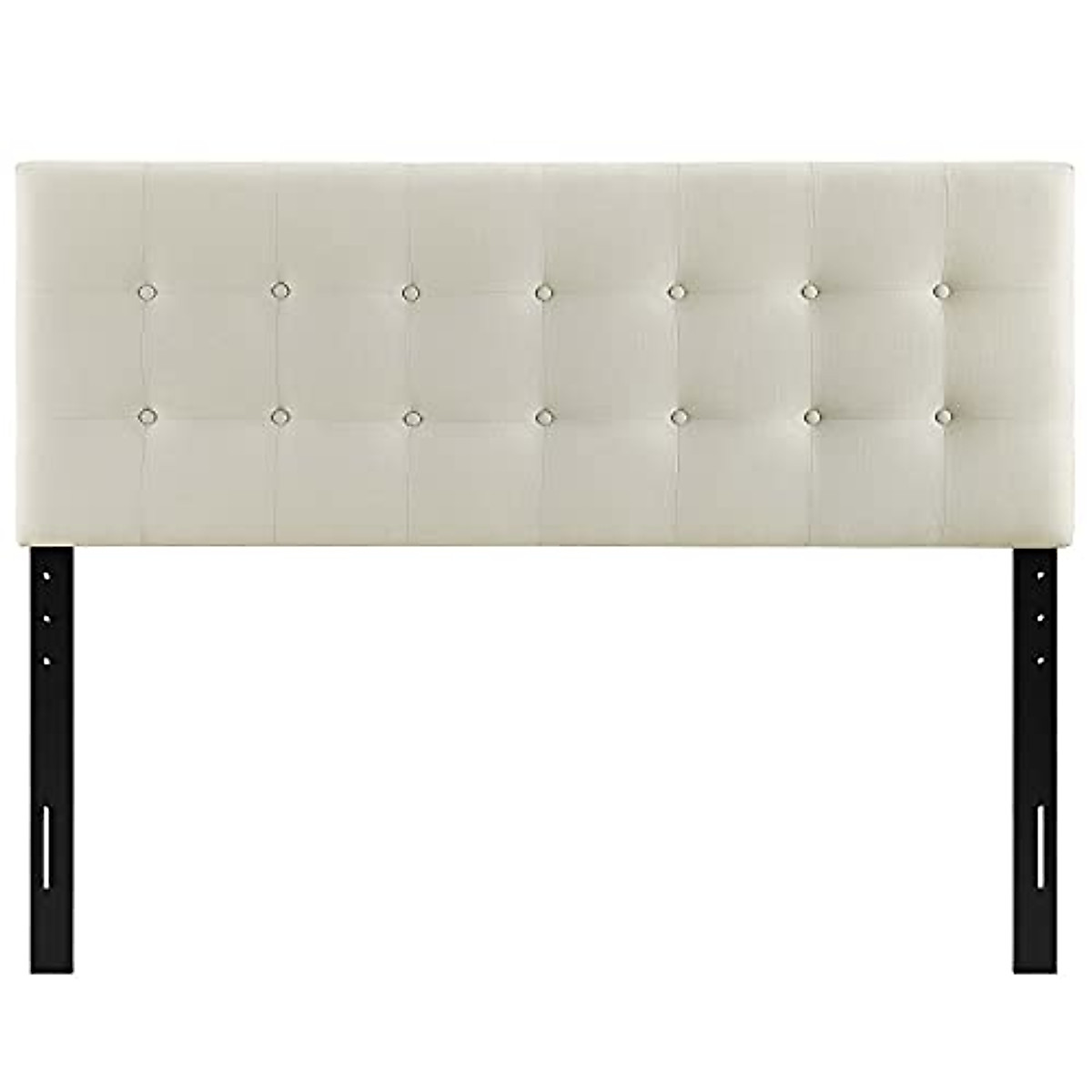 Modway Emily Tufted Button Linen Fabric Upholstered Full Headboard in Ivory