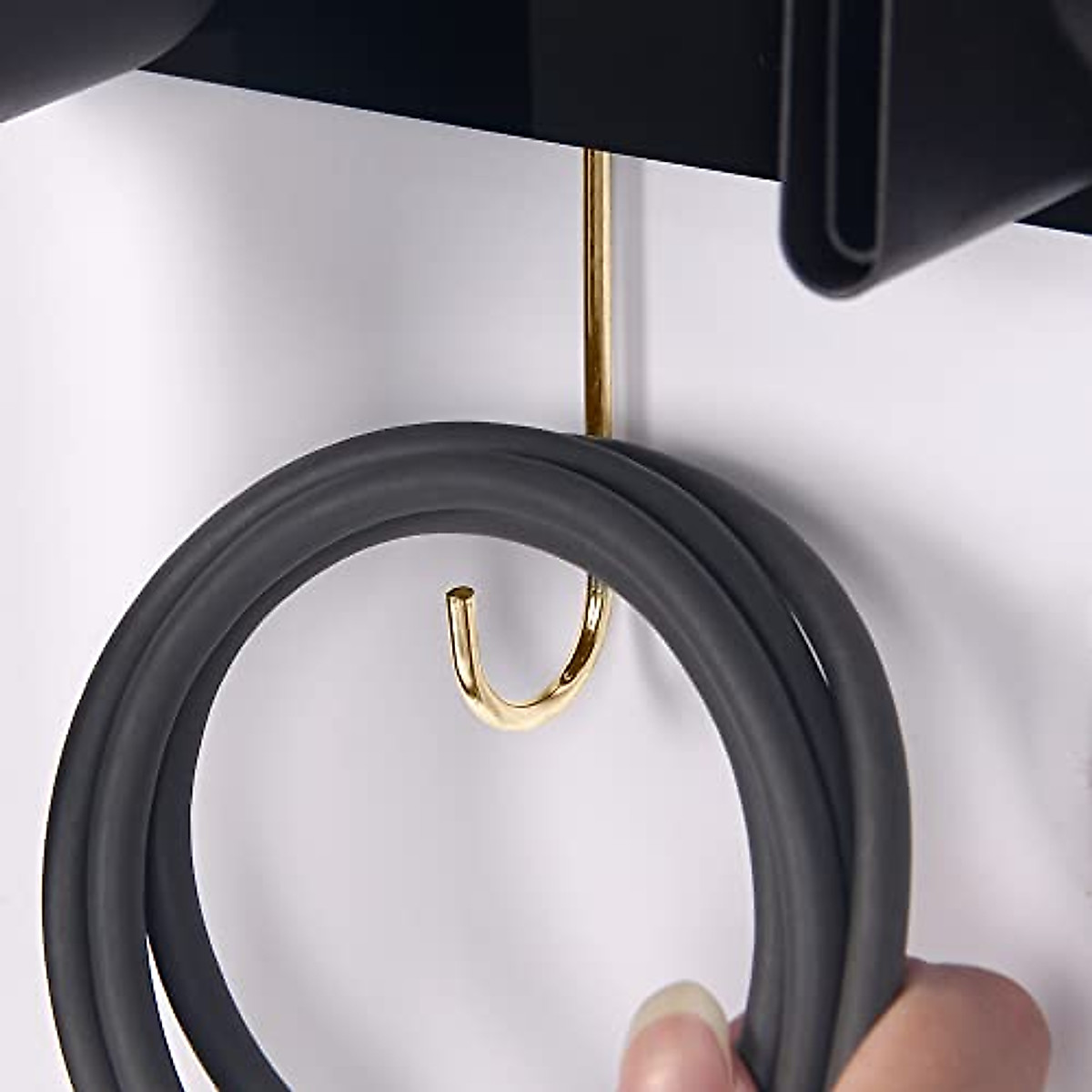 Floatant Wall Mount Hair Dryer Holder Compatible with Dyson Supersonic, Acrylic Organizer for Storage Attachments, Wall Mounted Rack with Hook for Accessories Nozzles,Wide-tooth Comb,Diffuser(Black)