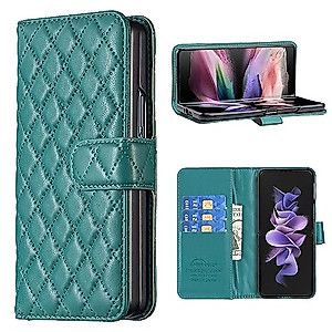 Wallet Case for Samsung Galaxy Z Fold 3/4/5, PU Leather Protective Cover, with Magnetic Closure Card Slot Holder Shockproof Phone Cover, Z fold 4,Green