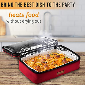 HotLogic 16801170-RD Food Warming Tote Casserole Carrier Plus 120V, Red